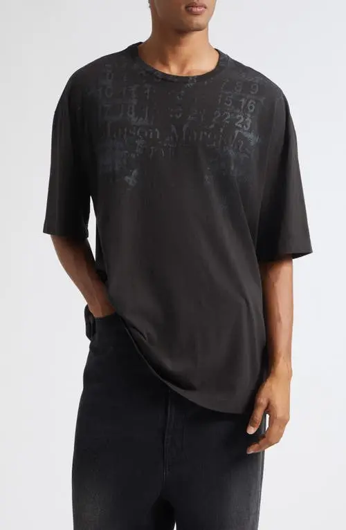 MAISON MARGIELA Numeric Cotton Oversize Graphic T-shirt - Washed Black