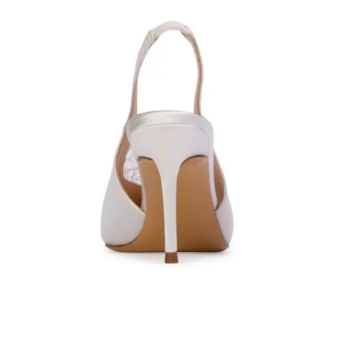 BLACK SUEDE STUDIO Royale 80 Pump - White Satin