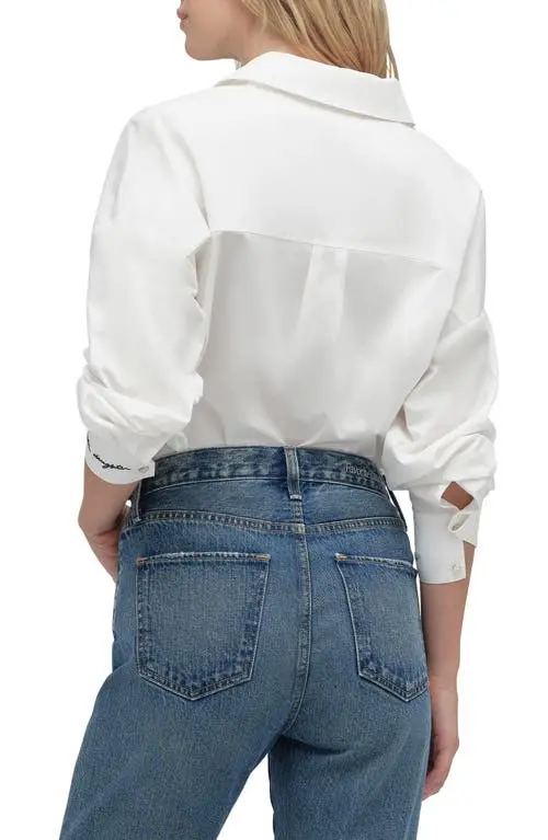 FAVORITE DAUGHTER Classic Poplin Shirt With Embroidered Cuff