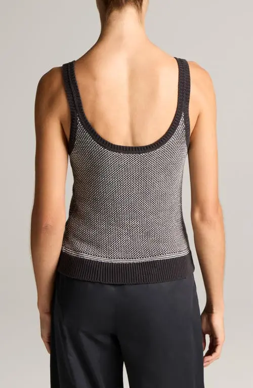 Vince Birdseye Pocket Cotton Blend Tank - Ink/off White