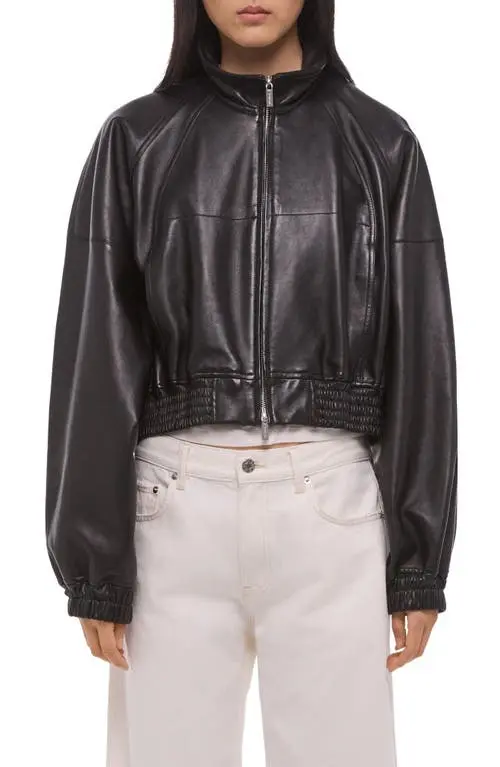 Helmut Lang Leather Bomber Jacket - Black/black