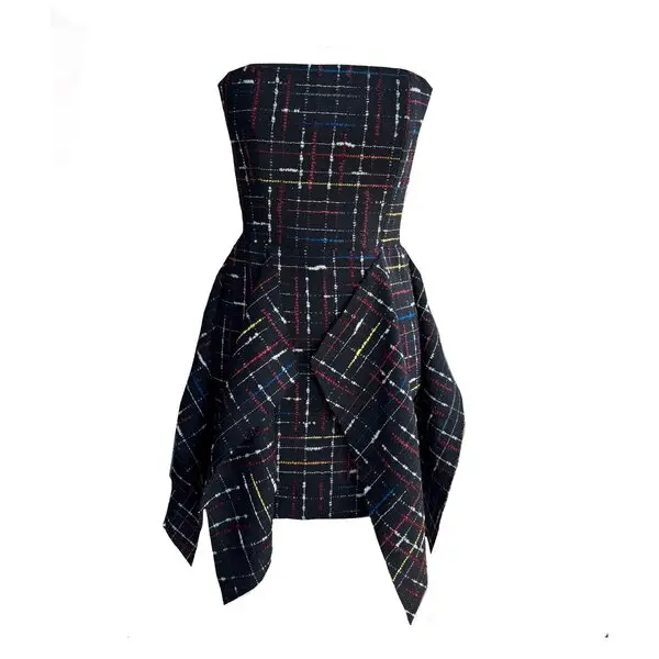 MIRIMALIST Strapless Tweed Dress - Black