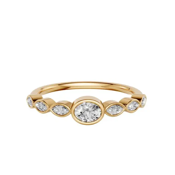 AYA FINE JEWELRY Oval & Marquise Lab Grown Diamond Ring In 14k Gold |everyday Ring - Yellow