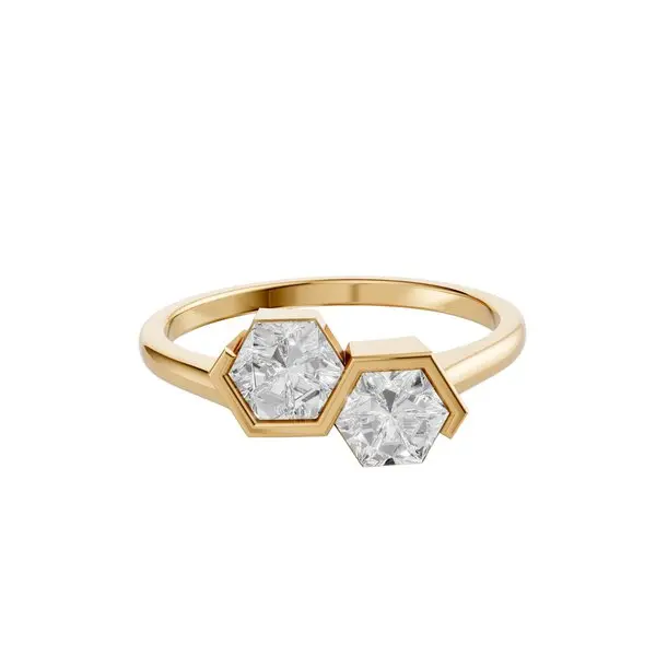 AYA FINE JEWELRY Hexagon Lab Diamond Toi Et Moi Wedding Ring In 14k Gold - Yellow