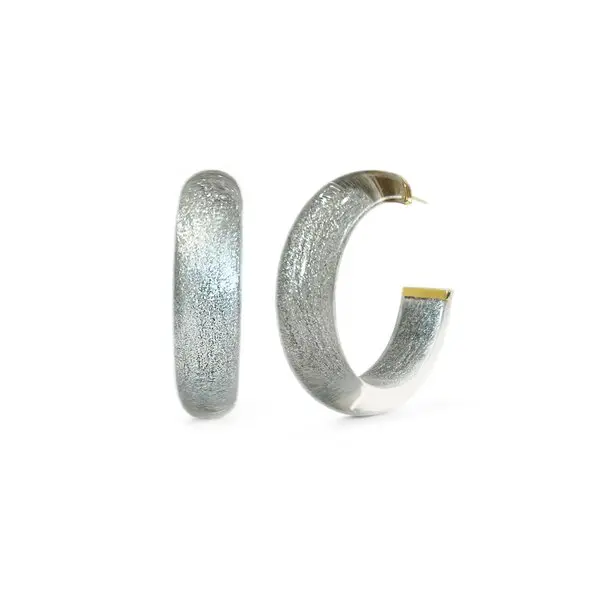 GOLD & HONEY Gold / Grey Small Pixie Silver Illusion Hoop Earrings - Gold/grey