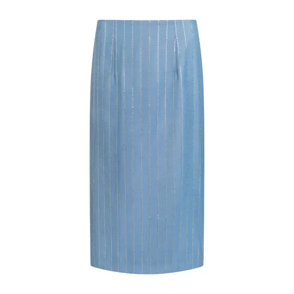 MEJI Sky Crystal Pinstripe Skirt - Blue
