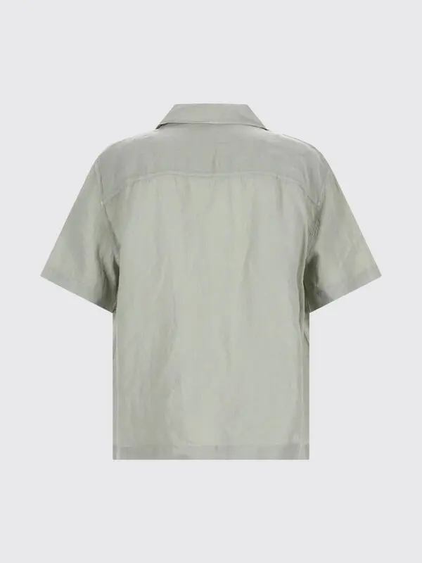 Hugo Cuban Collar Linen Short-sleeve Bowling Shirt - Green