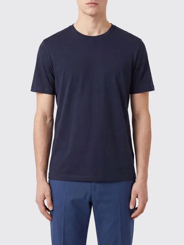 Herno Short-sleeved Crew Neck T-shirt In Pure Cotton - Blue 1