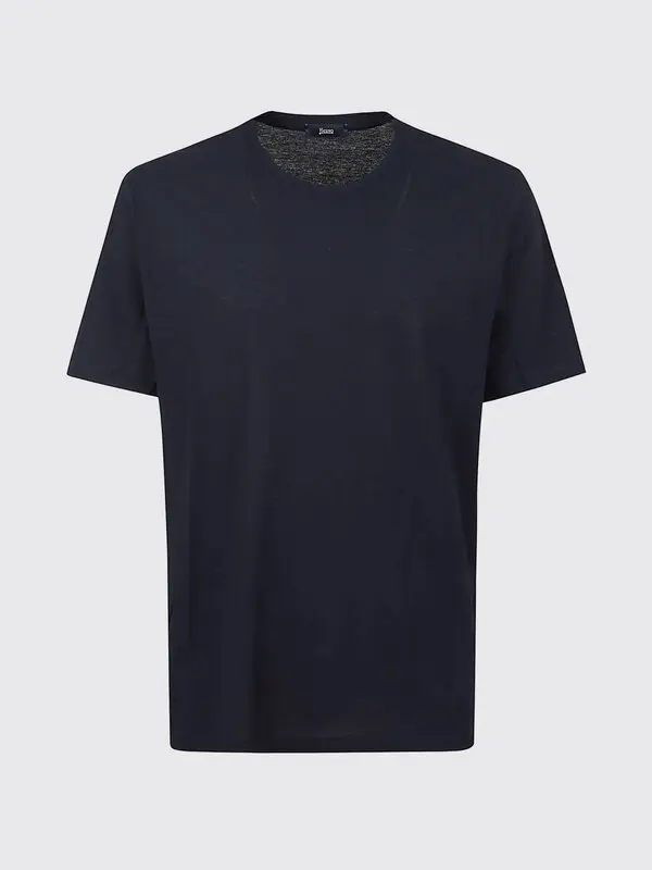 Herno Short-sleeved Crew Neck T-shirt In Pure Cotton - Blue 1