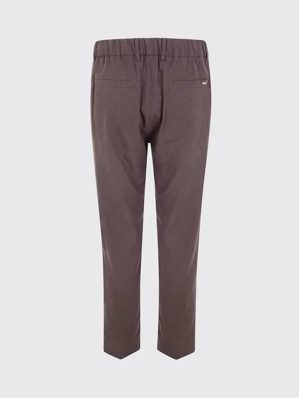 Herno Linen Chino Trousers With Pleats And Rear Welt Pockets - Cocoa
