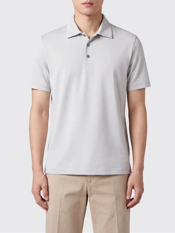 Herno Short-sleeved Cotton Polo Shirt With Classic Three-button Collar - Grey