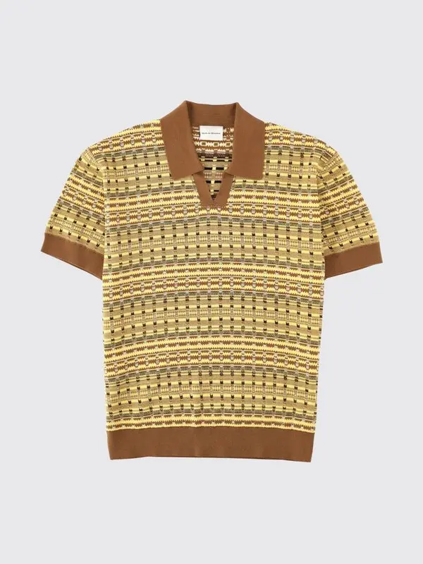 Drole De Monsieur Abstract Jacquard Knit Cotton Polo
