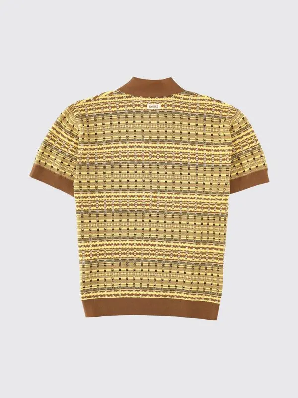 Drole De Monsieur Abstract Jacquard Knit Cotton Polo