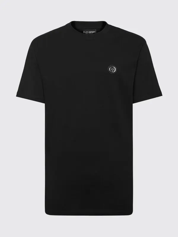PLEIN SPORT Slim Fit Cotton T-shirt With Contrast Logo Print - Black