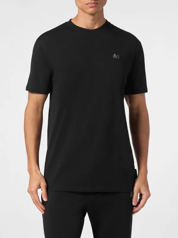 PLEIN SPORT Slim Fit Cotton T-shirt With Contrast Logo Print - White 1