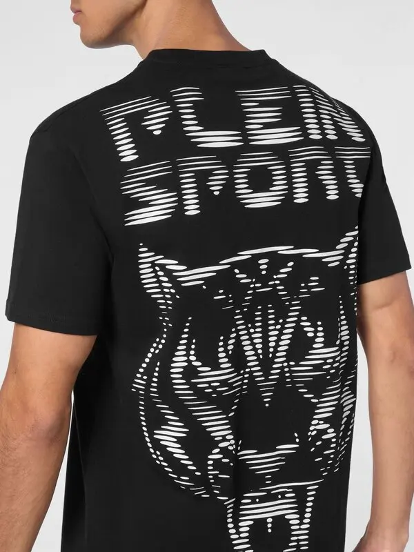 PLEIN SPORT Slim Fit Cotton T-shirt With Contrast Logo Print - White 1