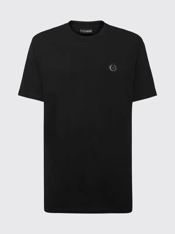 PLEIN SPORT Slim Fit Cotton T-shirt With Contrast Logo Print - White 1
