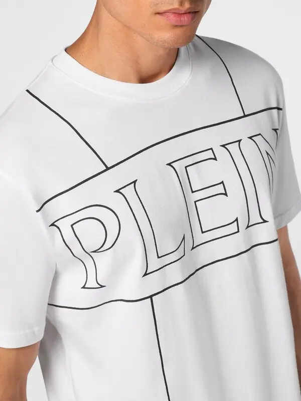 PLEIN SPORT Slim Fit Cotton T-shirt With Contrast Logo Print