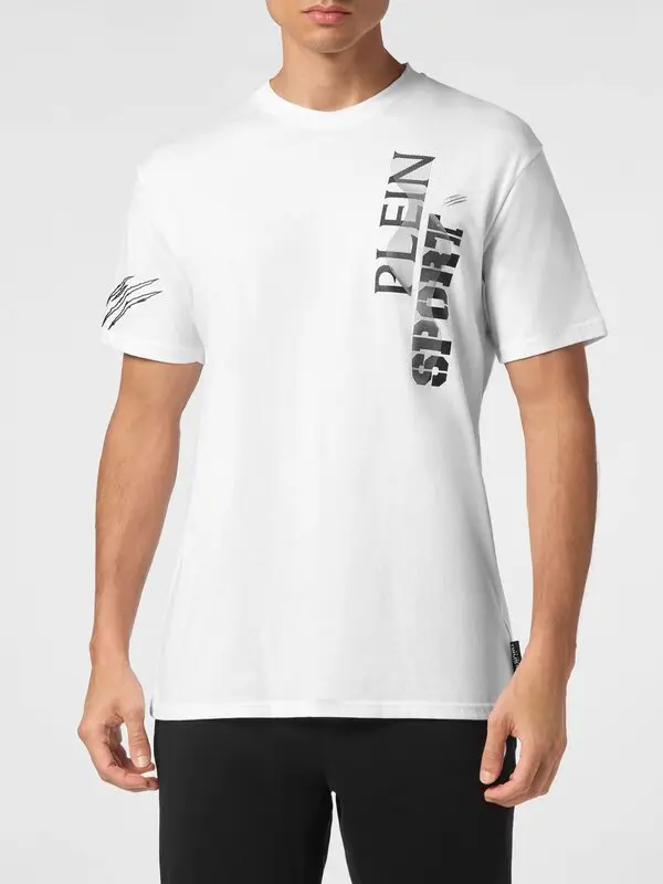 PLEIN SPORT Slim Fit Cotton T-shirt With Contrast Logo Print - White