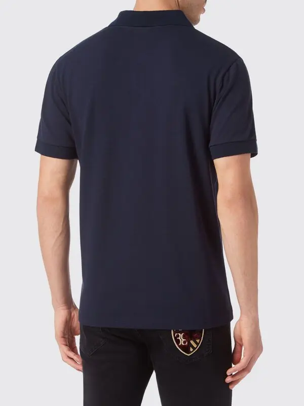 BILLIONAIRE Short-sleeved Cotton Polo Shirt With Ribbed Collar And Crest Logo