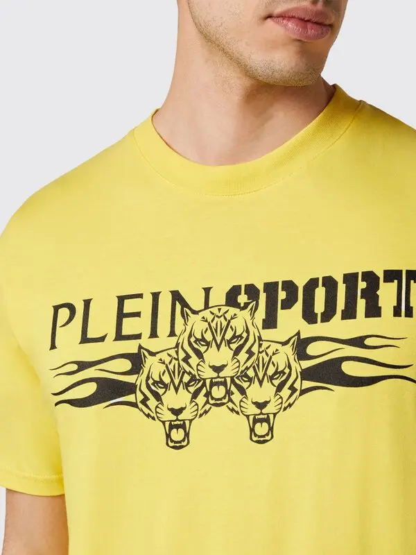 PLEIN SPORT Slim Fit Cotton T-shirt With Contrast Hexagon Logo - Black 1