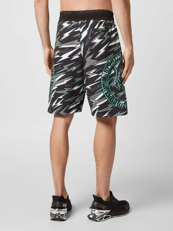 PLEIN SPORT Graphic Print Jersey Sports Shorts