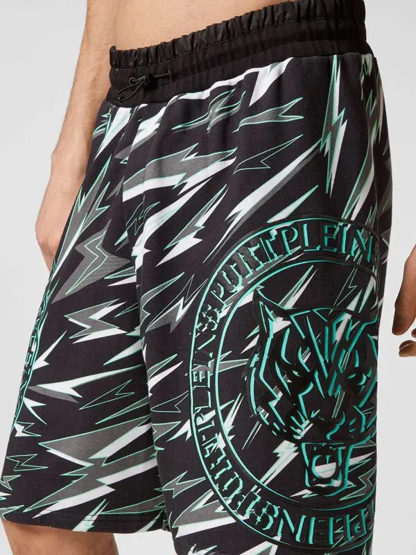 PLEIN SPORT Graphic Print Jersey Sports Shorts