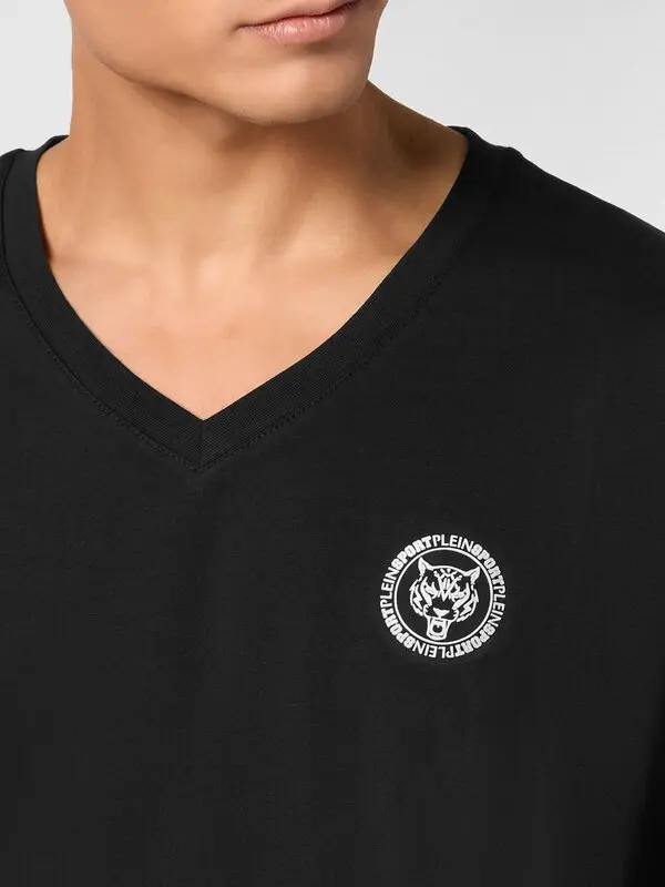 PLEIN SPORT V-neck Dropped Shoulder Cotton T-shirt