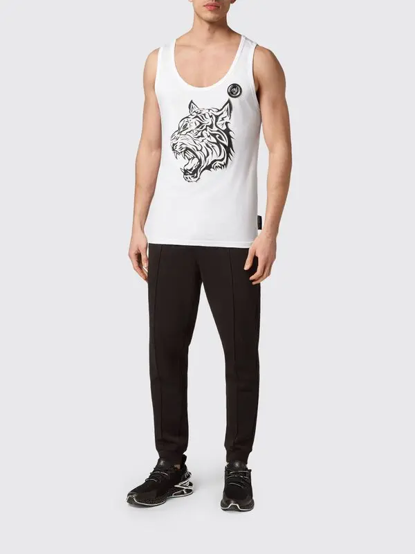 PLEIN SPORT Graphic Tiger Tank Top - White