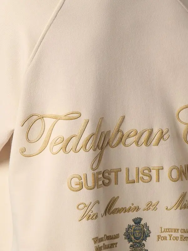Philipp Plein Oversized Cotton Hoodie With Teddy Bear Print - Beige