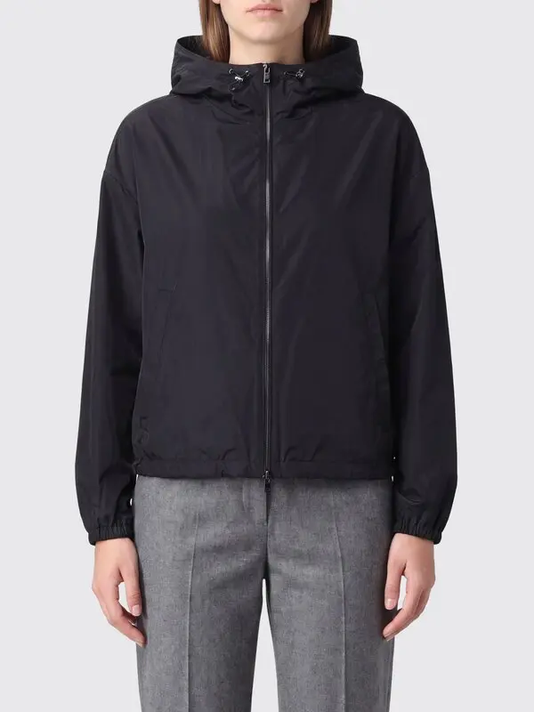 Herno Short Water-repellent Taffeta Windbreaker Jacket With Hood And High Neck - Black