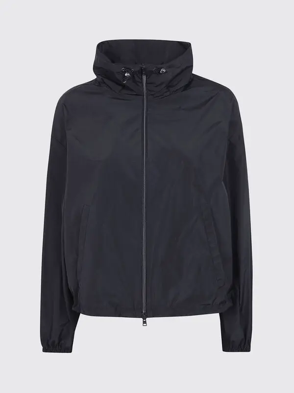 Herno Short Water-repellent Taffeta Windbreaker Jacket With Hood And High Neck - Black