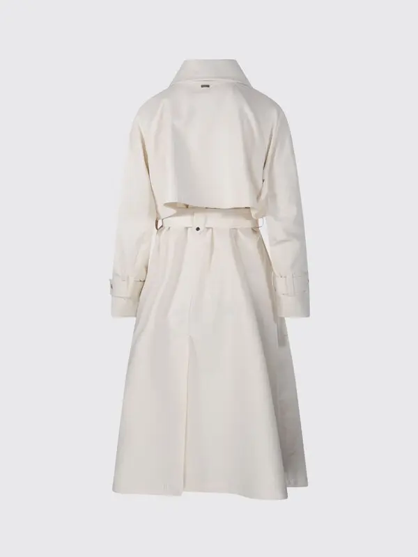 Herno Single-breasted Polyester Trench Coat With Tie Belt - White