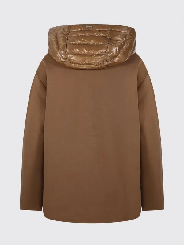 Herno Short Down Jacket With Hood And Knit Details - Brown