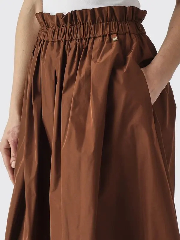 Herno High-waisted A-line Midi Skirt In Taffeta - Leather