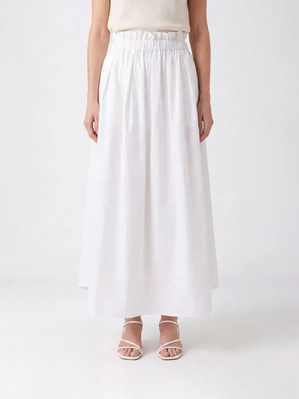 Herno High-waisted A-line Midi Skirt In Taffeta - White
