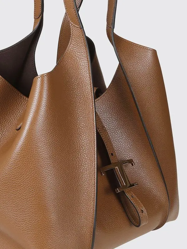 TOD'S Timeless Calfskin Shopping Bag With Logo And Removable Pouch - Leather