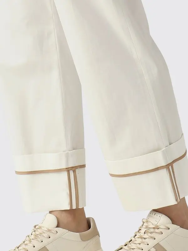 Herno High-waisted Wide-leg Trousers In Water-repellent Cotton Gabardine - White
