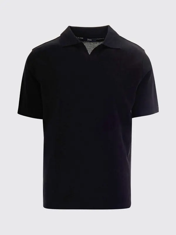 Herno Short-sleeved Polo Shirt In Cotton With Classic Collar And V-neck - Black