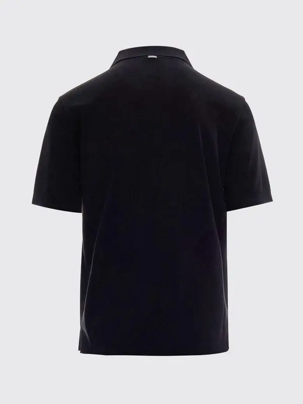 Herno Short-sleeved Polo Shirt In Cotton With Classic Collar And V-neck - Black