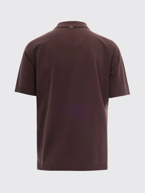 Herno Short-sleeved Polo Shirt In Cotton With Classic Collar And V-neck - Brown