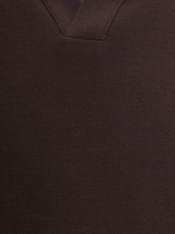 Herno Short-sleeved Polo Shirt In Cotton With Classic Collar And V-neck - Brown