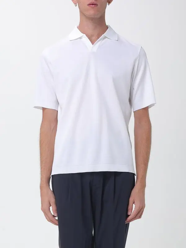 Herno Short-sleeved Polo Shirt In Cotton With Classic Collar And V-neck - White
