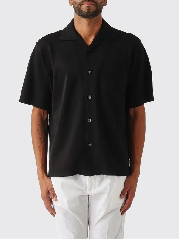 Herno Short-sleeved Jersey Shirt With Cuban Collar And Pocket