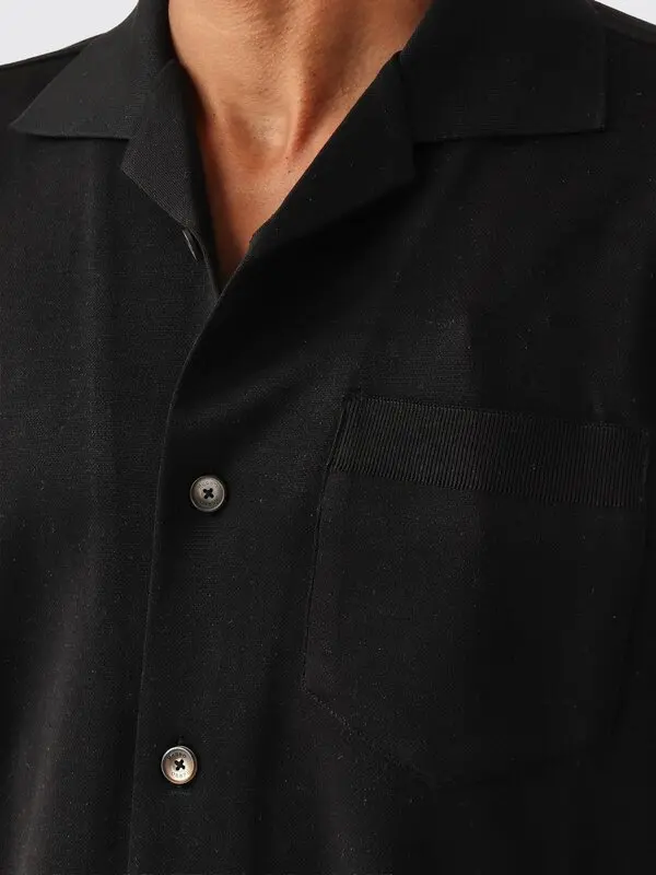 Herno Short-sleeved Jersey Shirt With Cuban Collar And Pocket