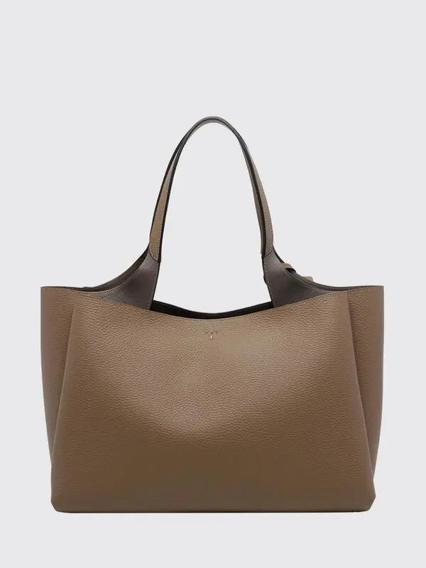 TOD'S Medium Hammered Leather Shoulder Bag With Hook Closure - Beige