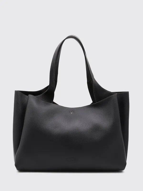 TOD'S Medium Hammered Leather Shoulder Bag With Hook Closure - Black