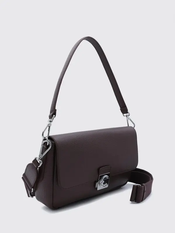 COCCINELLE C-me Lock Pebbled Leather Shoulder Bag With Buckle Closure - Blueberry