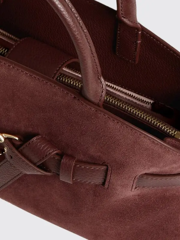 COCCINELLE Sabine Suede Handbag With Double Handle - Red Purple