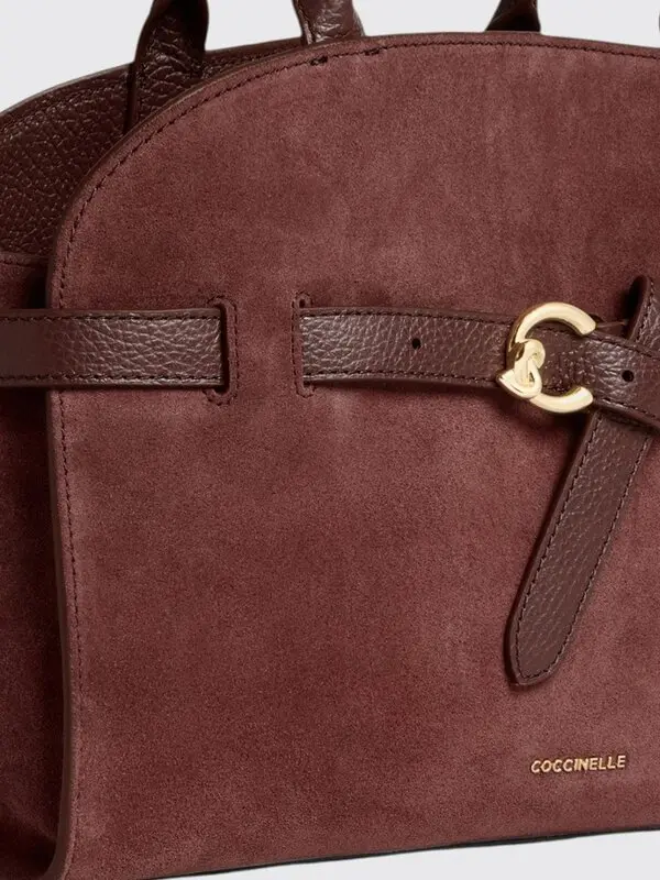 COCCINELLE Sabine Suede Handbag With Double Handle - Red Purple